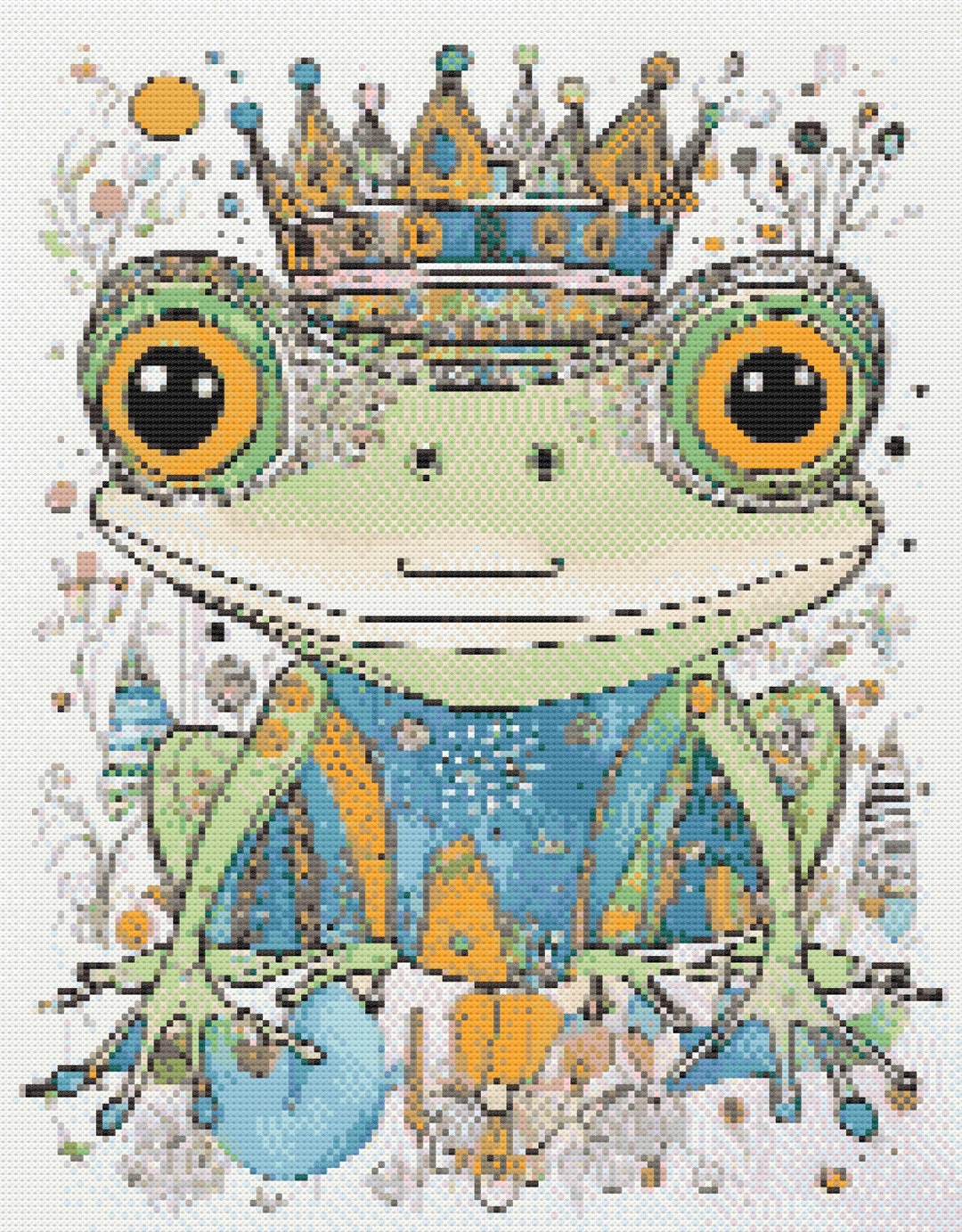 Watercolor Prince Frogs Design Cross Stitch Pattern - Etsy