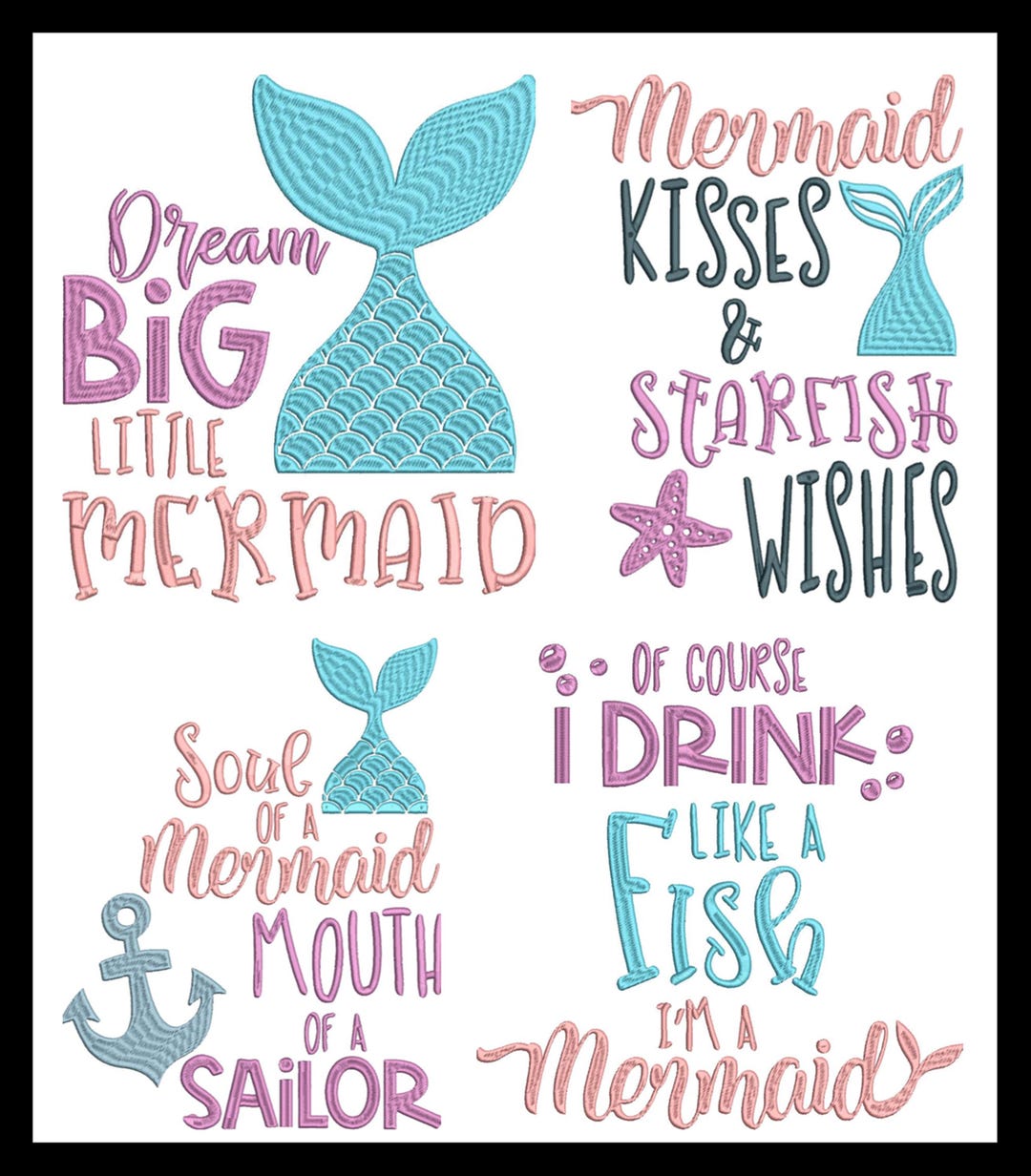 Mermaid Embroidery Design Bundle: Assorted Digital Patterns for Machine ...