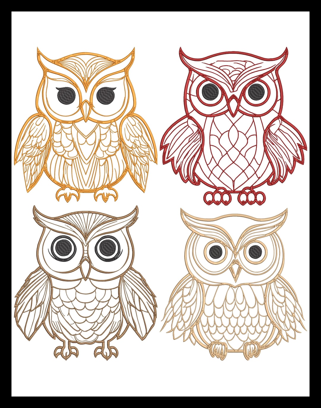 Adorable Owl Embroidery Pattern Collection: Digital Designs for ...