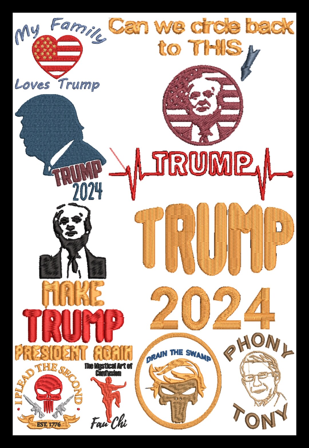 Trump Machine Embroidery Designs Bundle 9 - Etsy