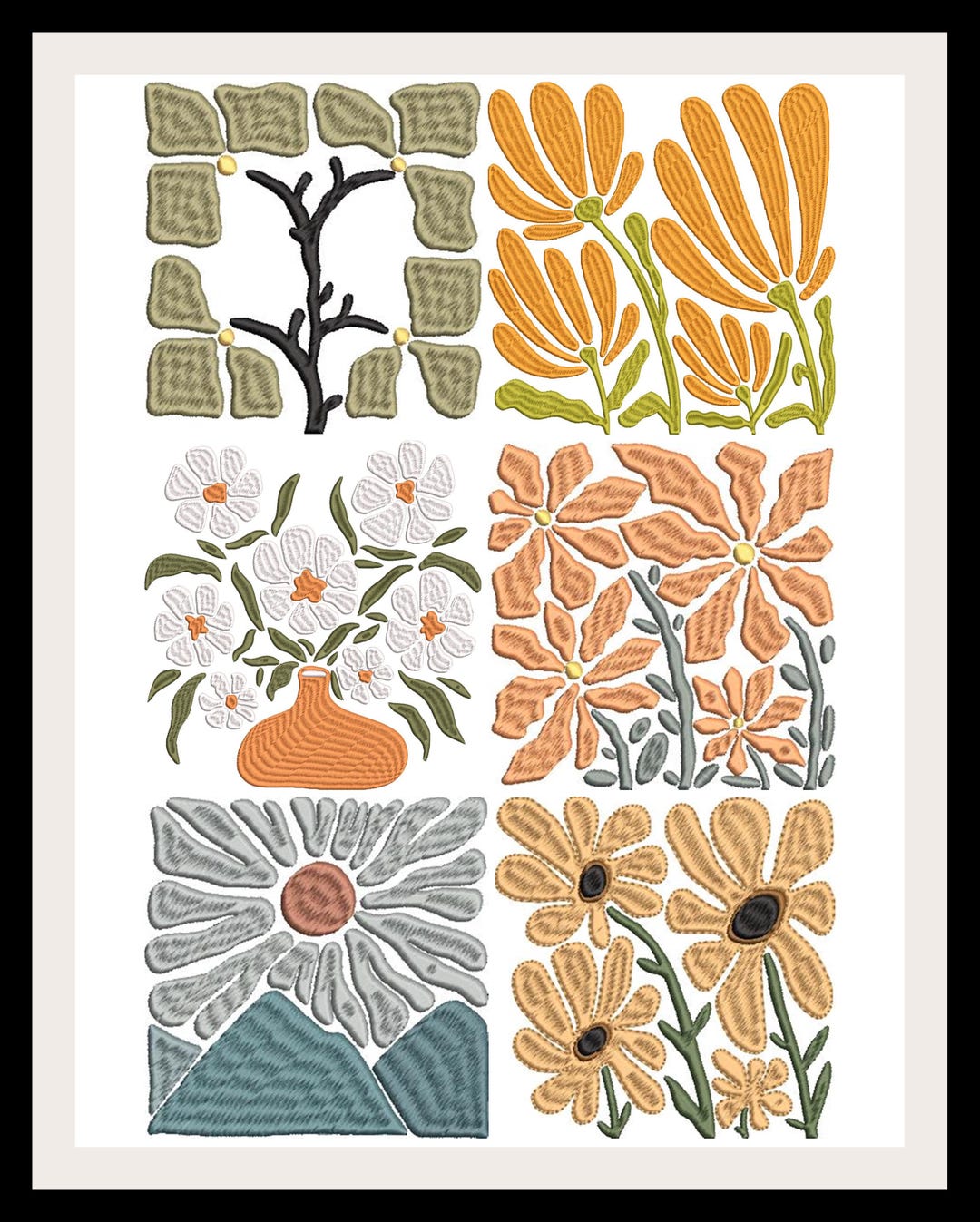 Abstract Floral Machine Embroidery Bundle: Digital Designs for Crafting ...