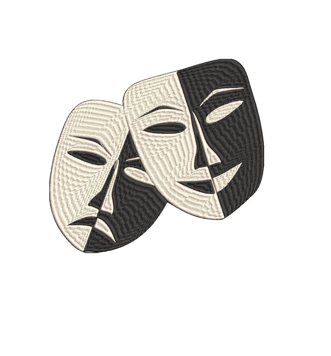 Comedy & Tragedy Masks Machine Embroidery Design - Theater Art for ...