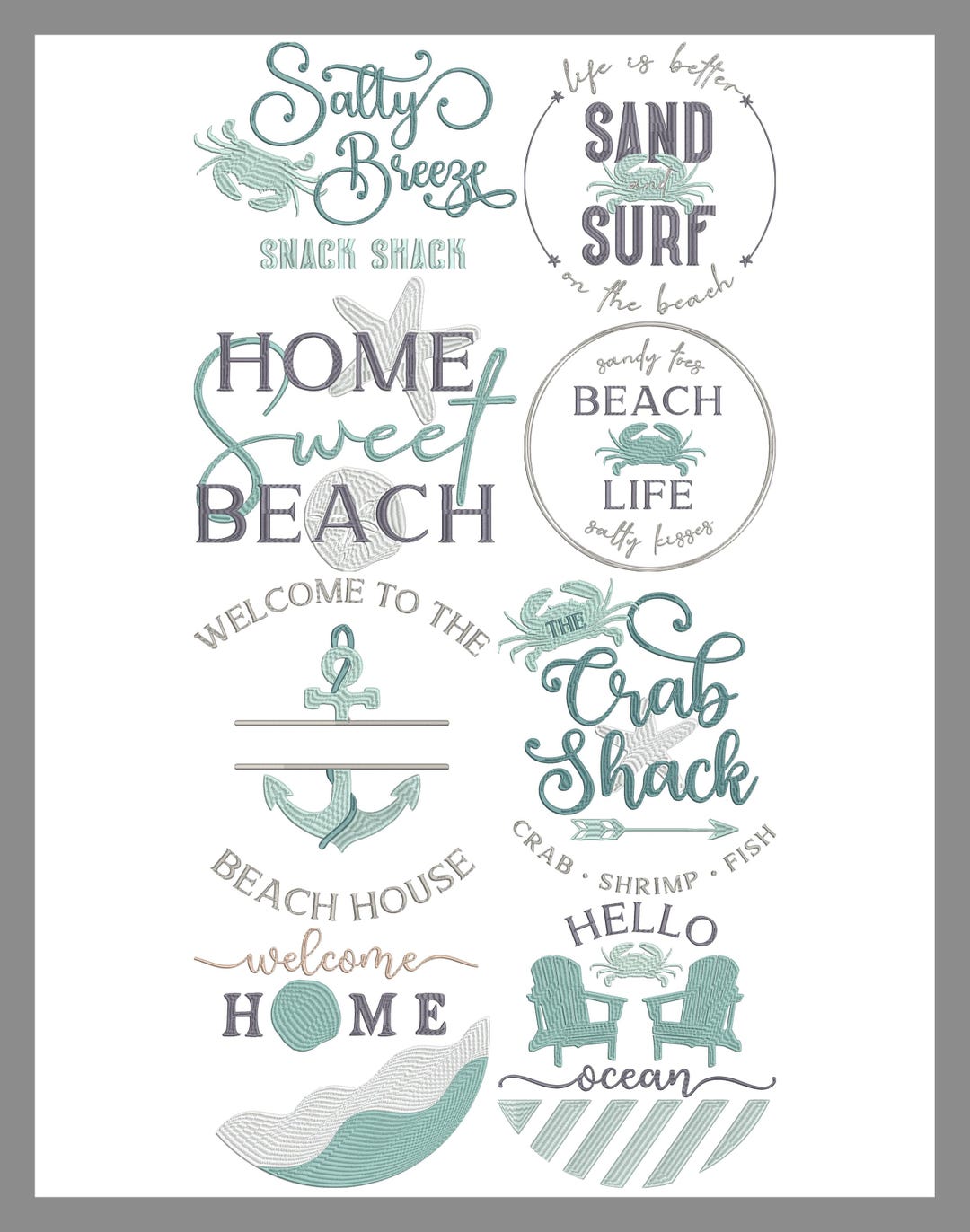 Coastal Paradise Machine Embroidery Bundle: 22 Beach-inspired Designs ...