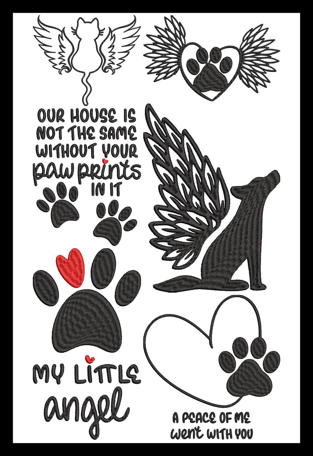 Pet Memorial Embroidery Design Bundle: Digital Download for Machine ...