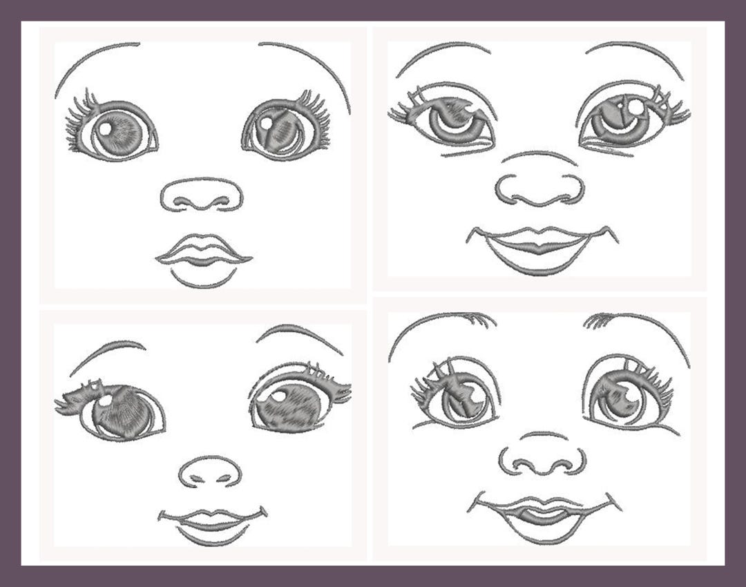 Doll Faces Embroidery Designs Digital Collection for Multiple Machine ...
