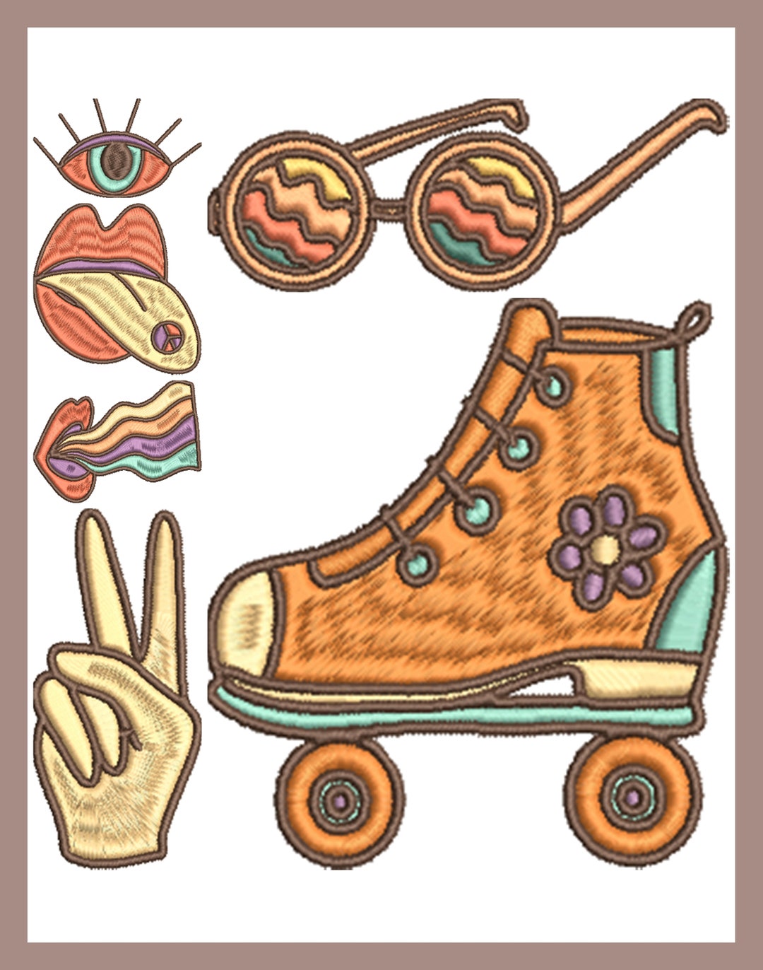 Groovy Retro Machine Embroidery Design Bundle 2 - Etsy