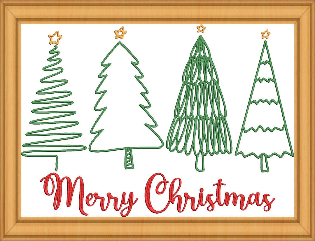 Merry Christmas Tree Machine Embroidery Design - Etsy