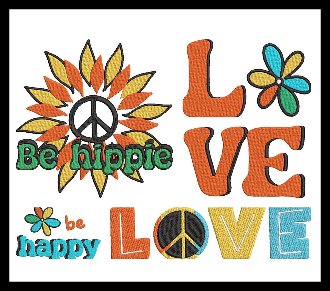 Assorted Hippie Machine Embroidery Design Bundle 2 - Etsy