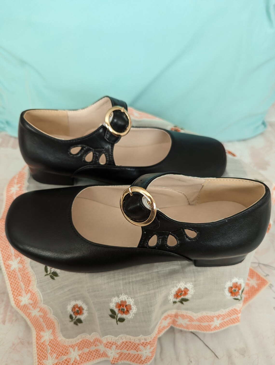Black Leather Mary Jane/retro Dance Shoes (new) UK Size 42 US Size 10 ...