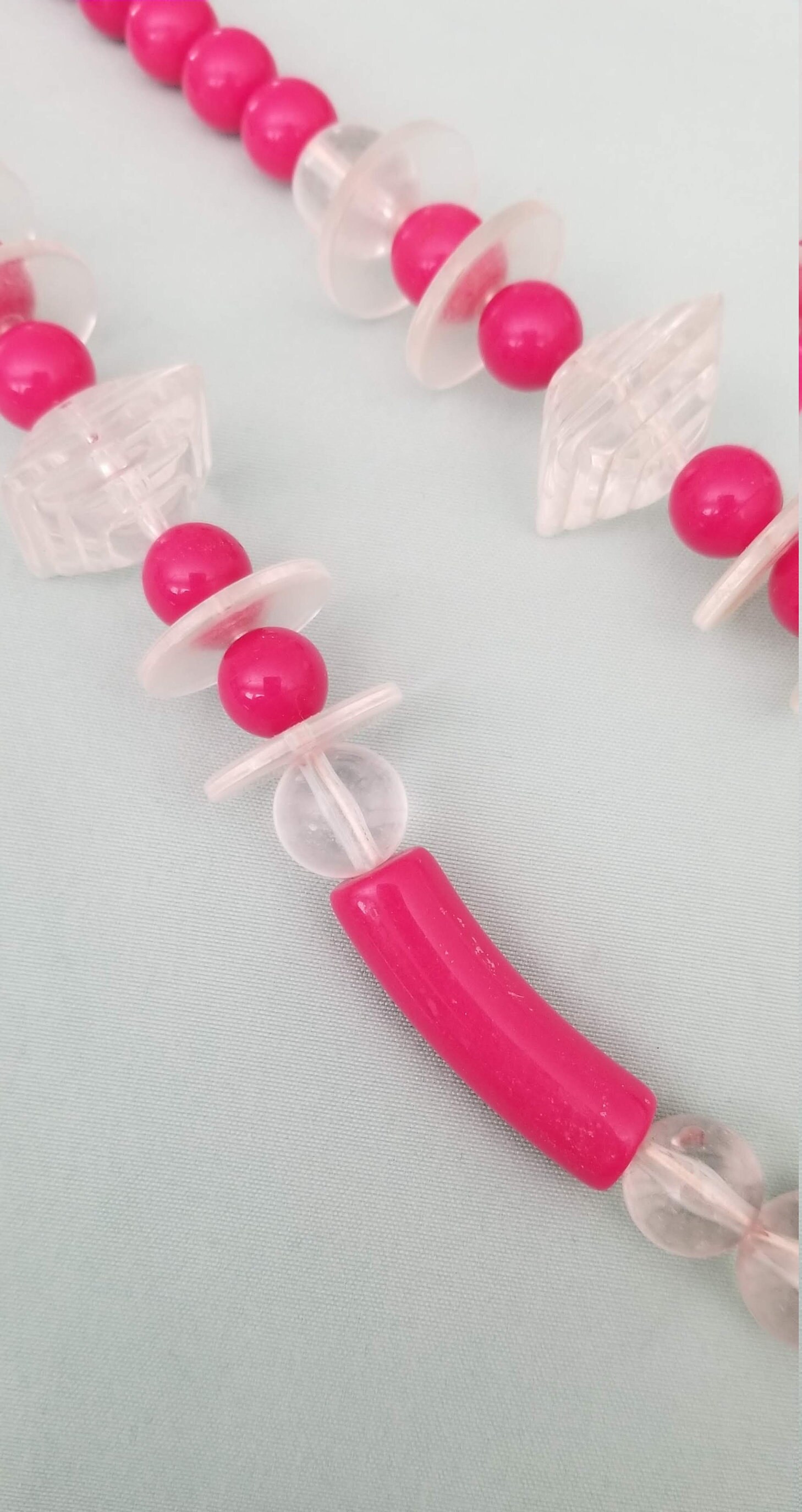 Vintage Pink Lucite Necklace, Geometric Beads, Retro Jewelry - Etsy