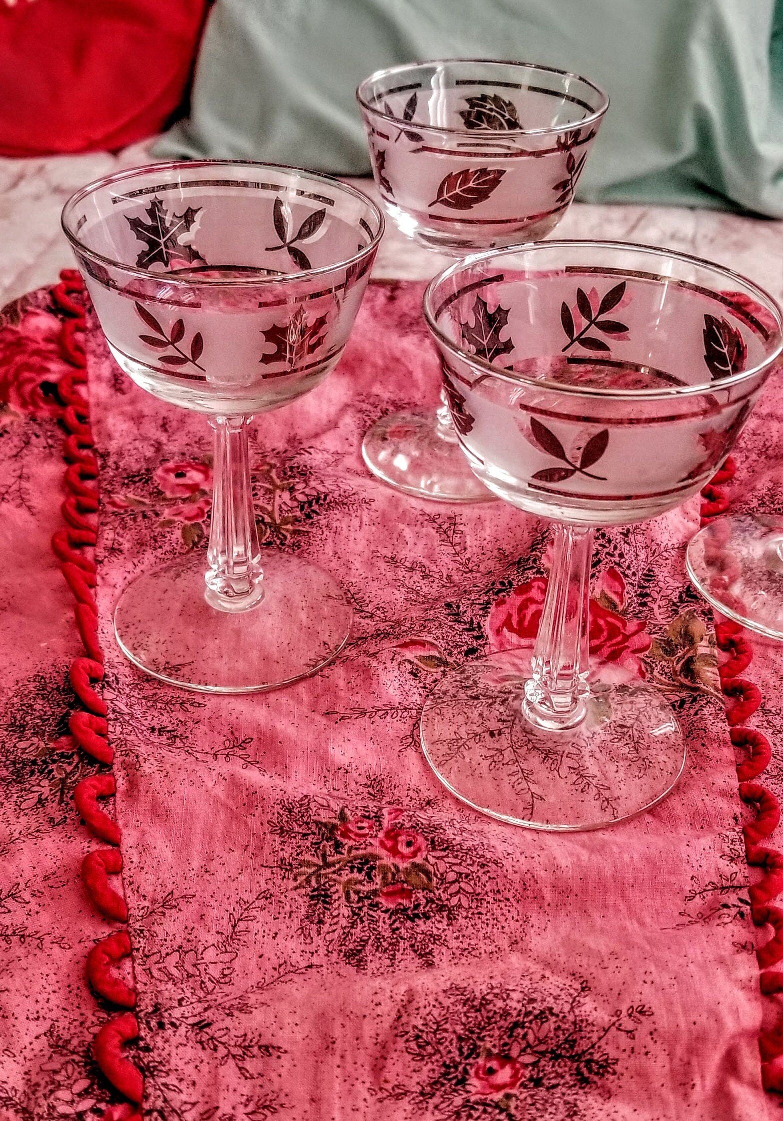 Vintage Set of Libbey Silver Foliage & Leaf Pattern Cordial-port-sherry ...