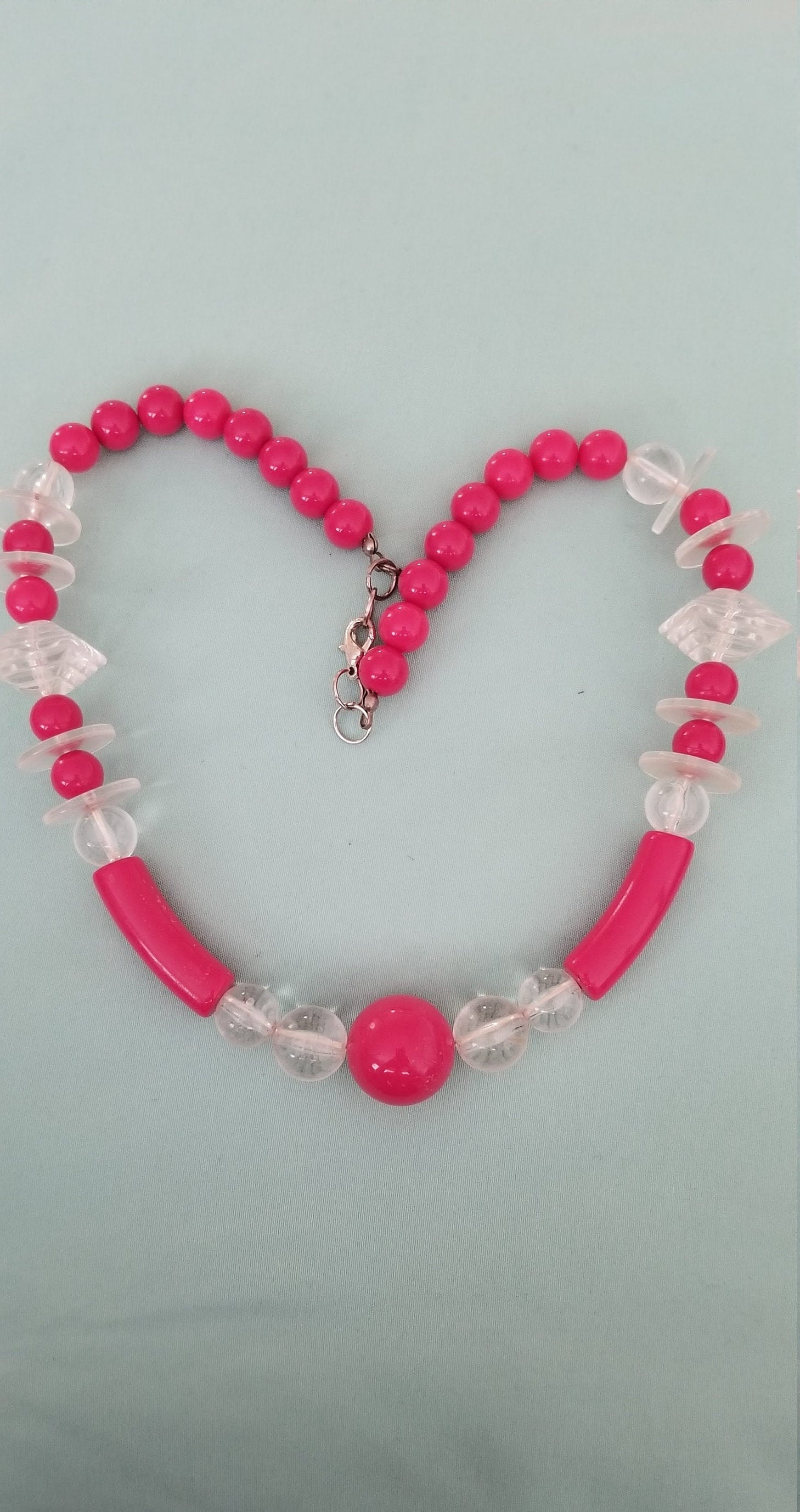Vintage Pink Lucite Necklace, Geometric Beads, Retro Jewelry - Etsy