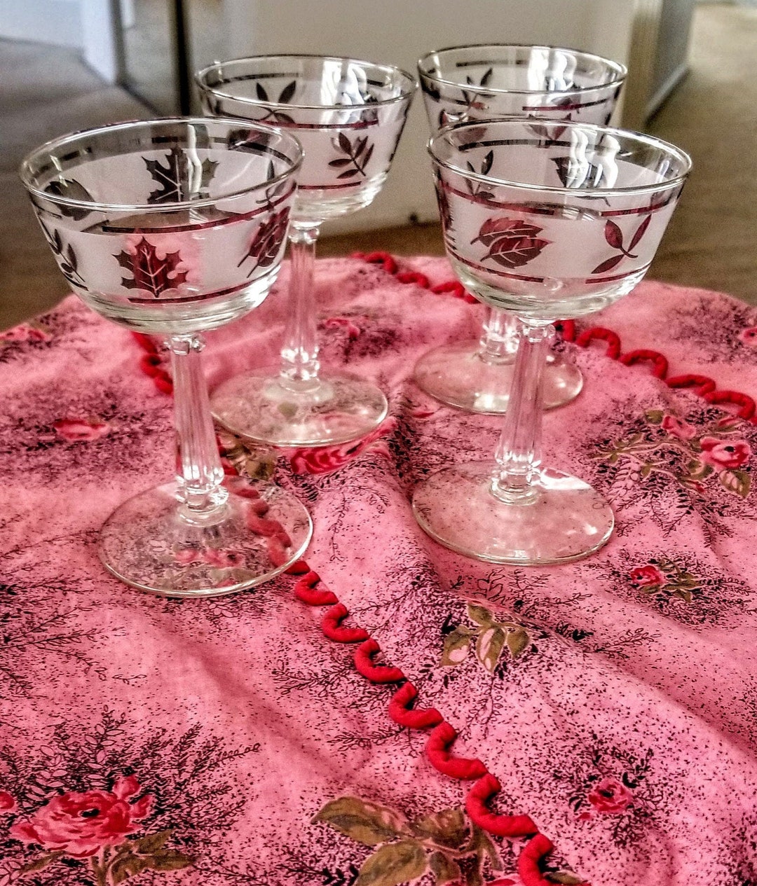 Vintage Set of Libbey Silver Foliage & Leaf Pattern Cordial-port-sherry ...