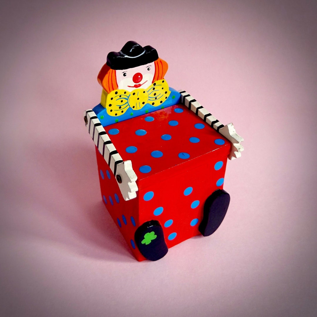 Vintage Sevi Italian Wooden Clown Trinket Box: Hand-painted Toy - Etsy
