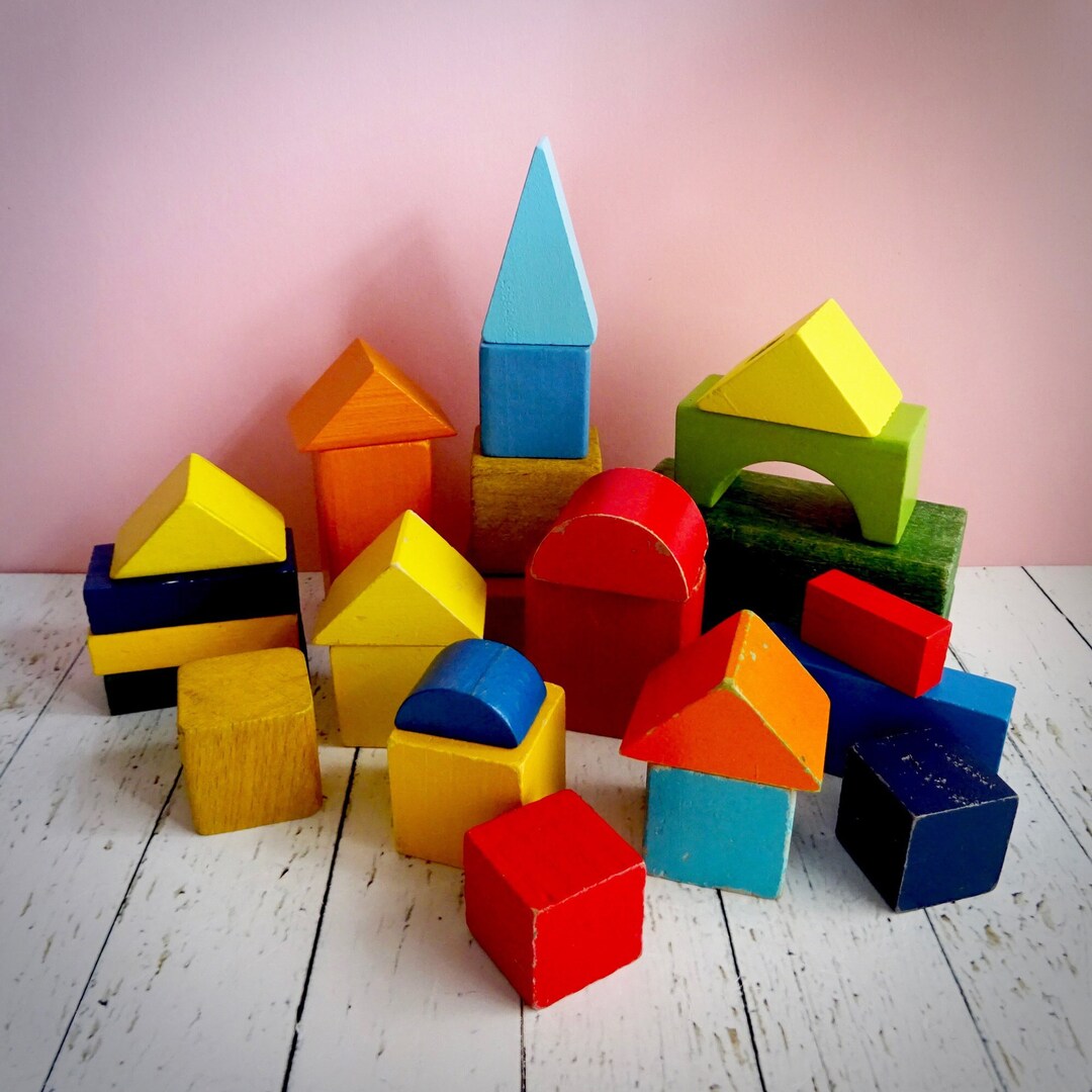 Vintage Wooden Building Blocks, Kids' Building Bricks, Traditional Toy ...
