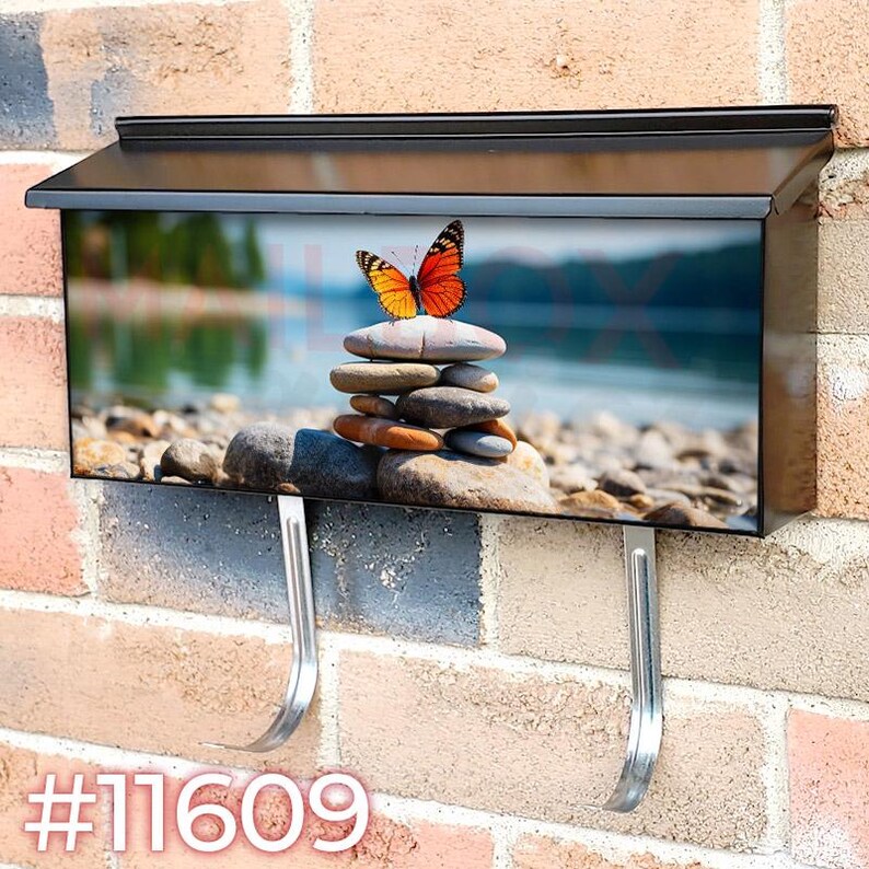 Butterflies 2 Townhouse Magnetic Mailbox Cover for Wall Mounted Ranch ...