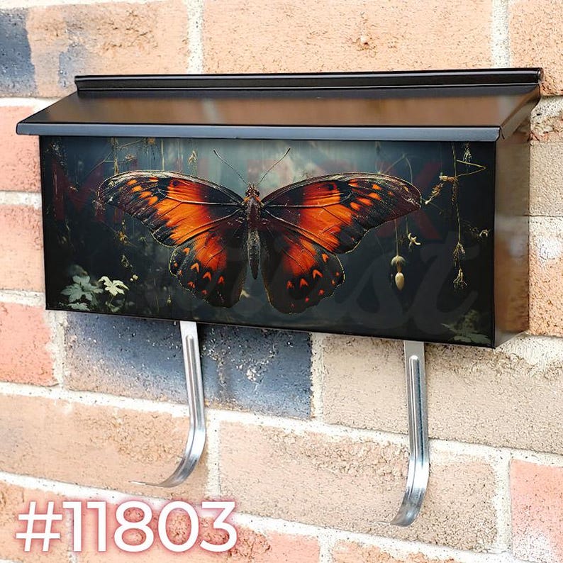 Butterflies 2 Townhouse Magnetic Mailbox Cover for Wall Mounted Ranch ...