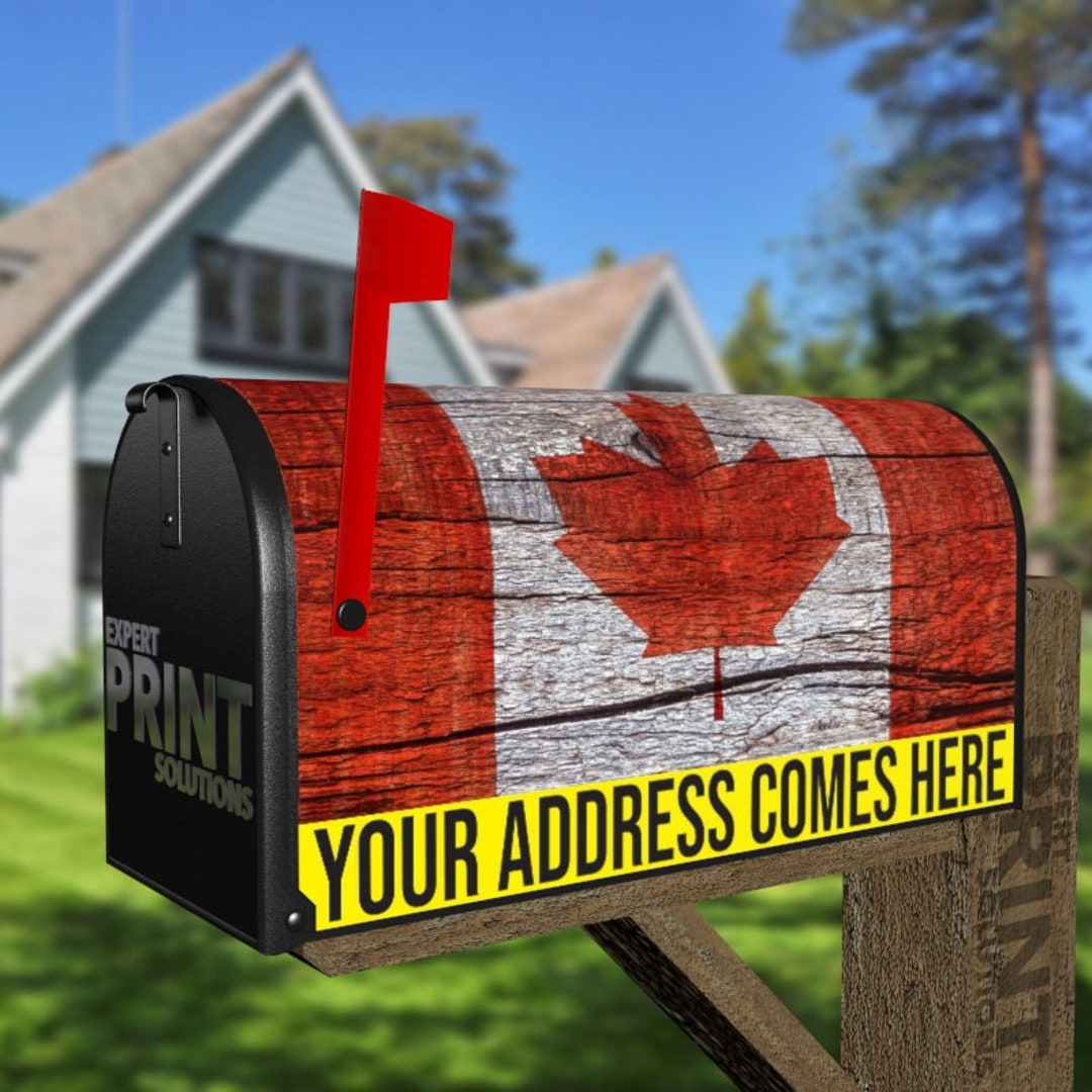 Canadian Flag on Wood Design #2 Decorative Curbside Farm Mailbox Cover ...