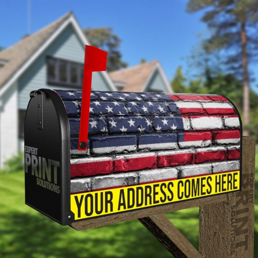 American Flag on Bricks Decorative Curbside Farm Mailbox Cover Rural ...