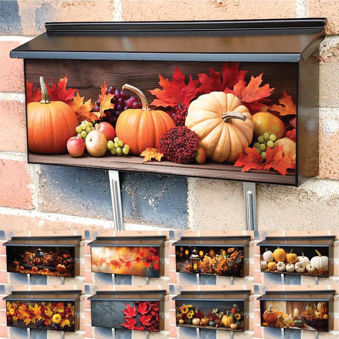 Fall Townhouse Magnetic Mailbox Cover for Wall Mounted Ranch Mailboxes ...
