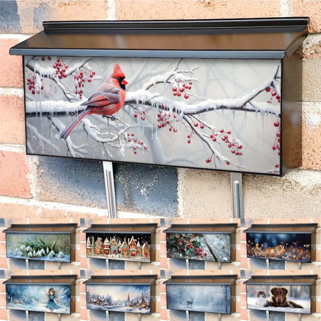 Winter 2 Townhouse Magnetic Mailbox Cover for Wall Mounted Ranch ...