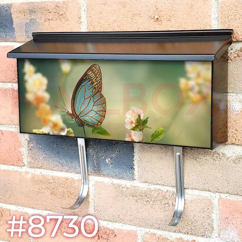 Butterflies 2 Townhouse Magnetic Mailbox Cover for Wall Mounted Ranch ...