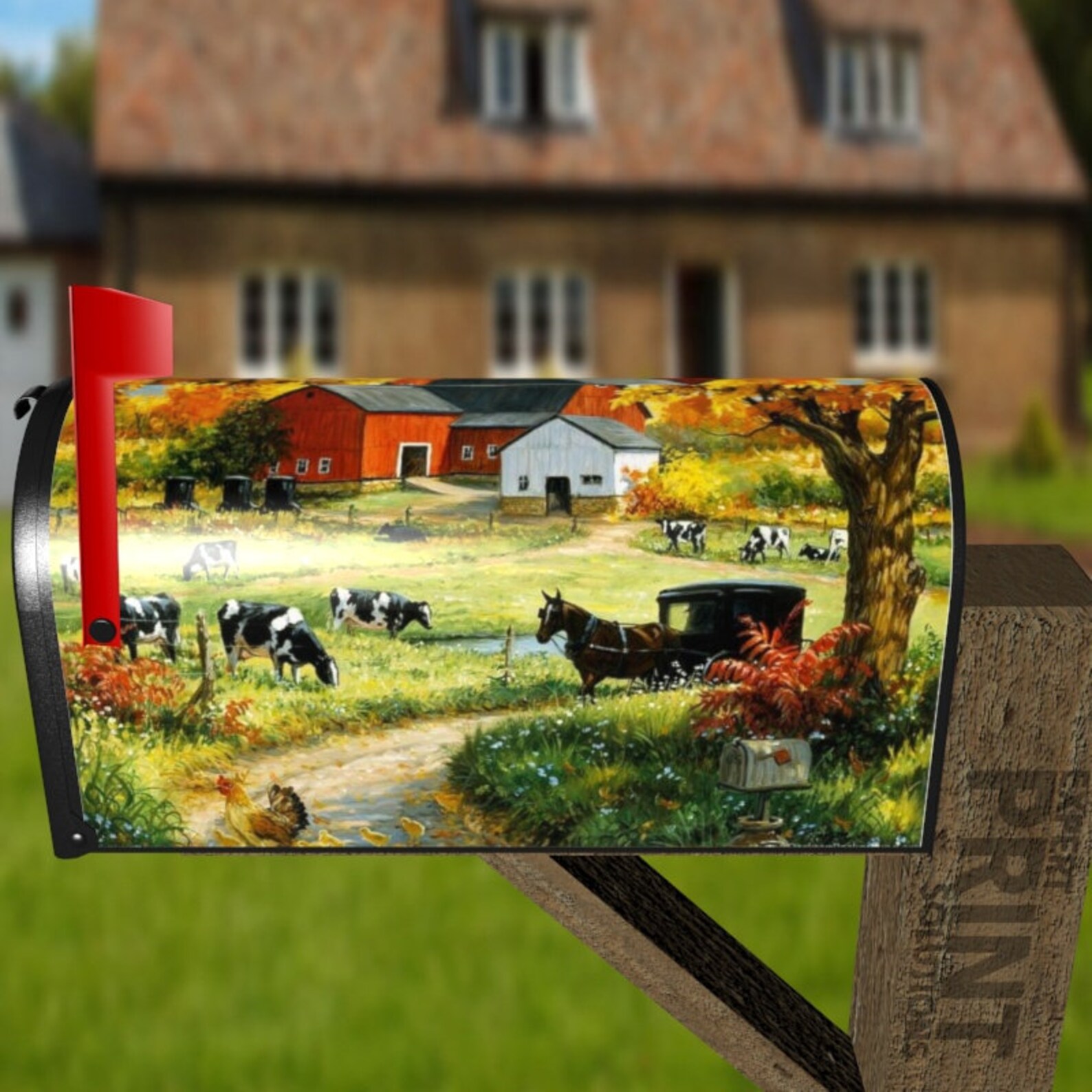 Old Farmhouse and Animals Decorative Curbside Farm Mailbox - Etsy