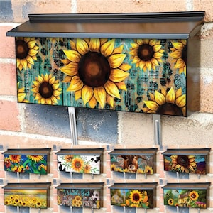 Sunflower Townhouse Magnetic Mailbox Cover for Wall Mounted Ranch ...