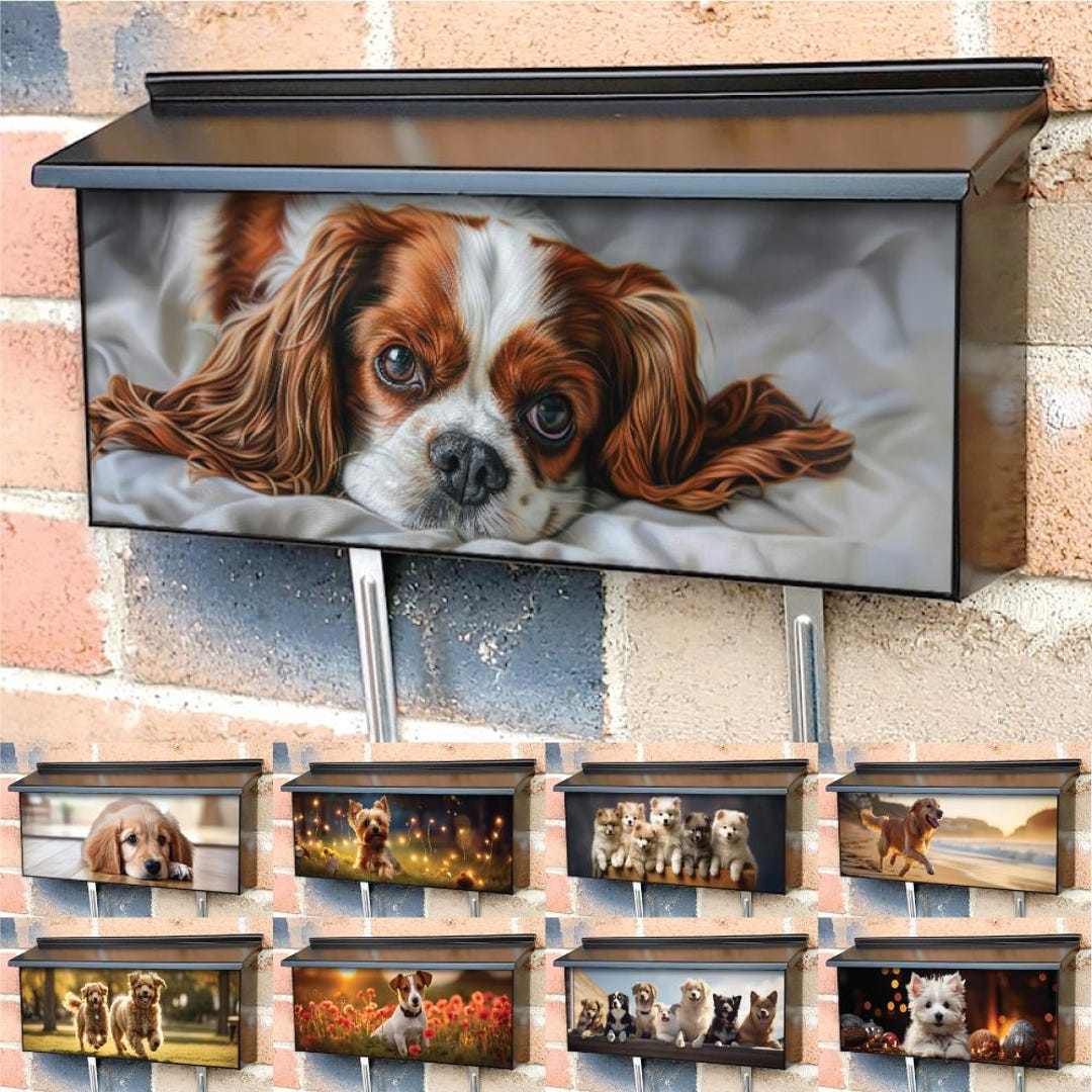 Dog Townhouse Magnetic Mailbox Cover for Wall Mounted Ranch Mailboxes ...