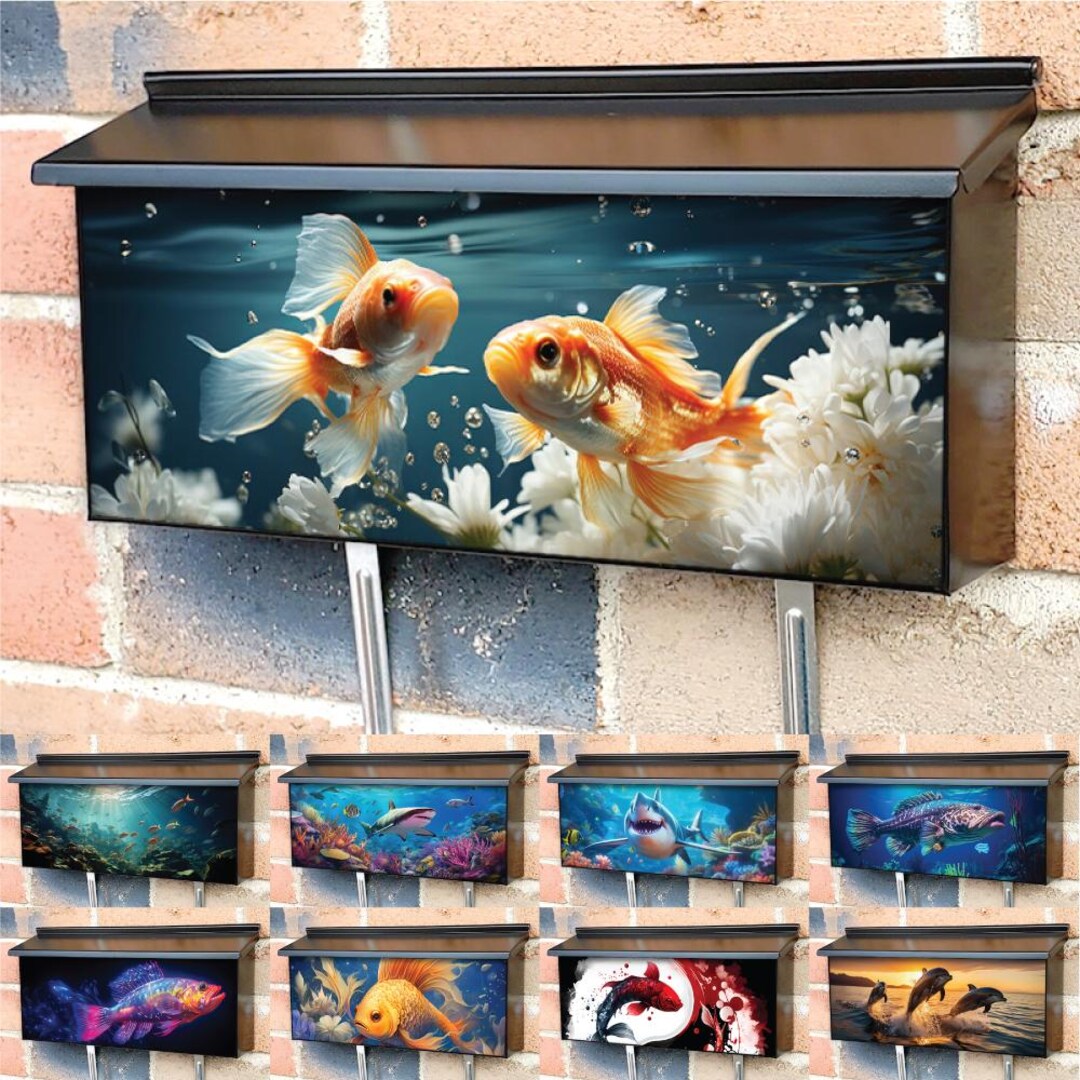 Fish Townhouse Magnetic Mailbox Cover for Wall Mounted Ranch American ...