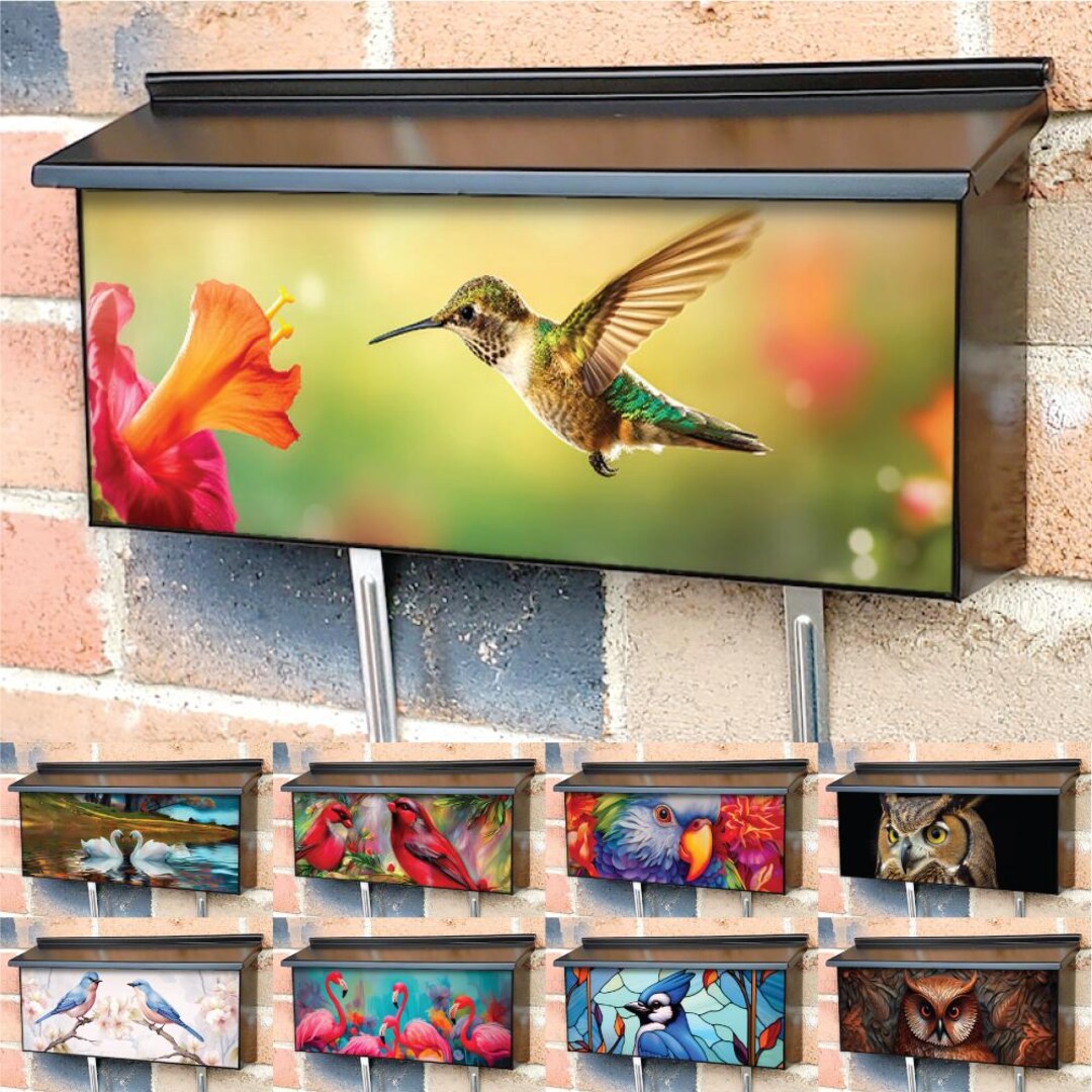 Birds Townhouse Magnetic Mailbox Cover for Wall Mounted Ranch American ...