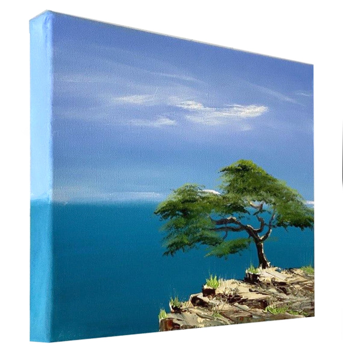 CLIFFSIDE Original Landscape Oil Painting 11 X 14 X 1.5" on Gallery ...