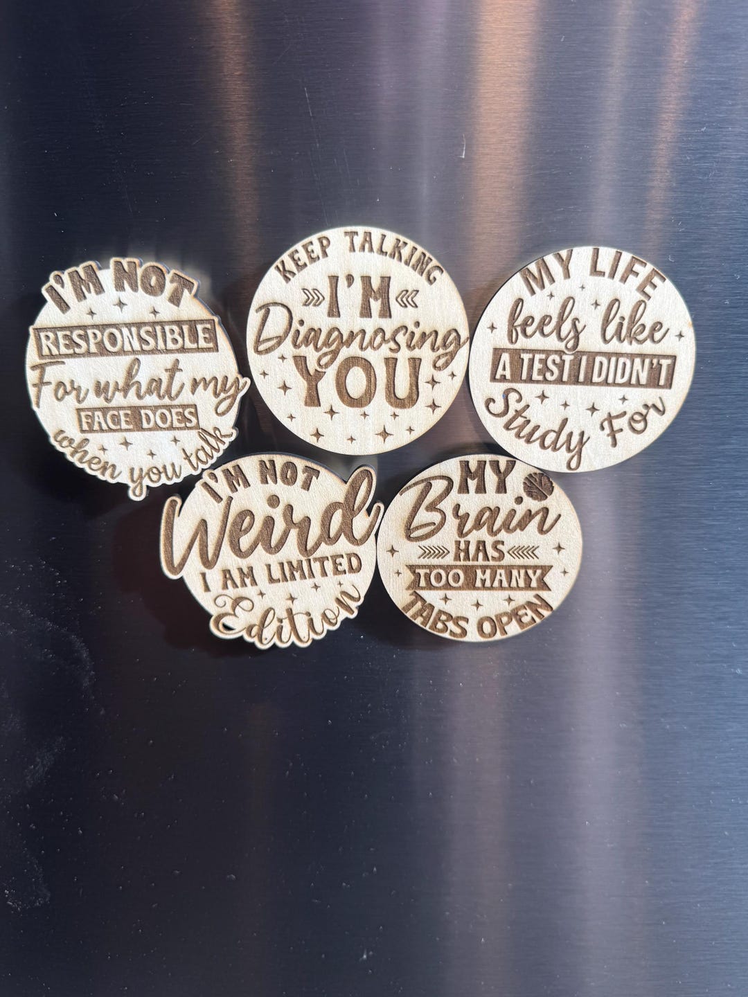 Sarcastic Wooden Refrigerator Magnets - Set of 5 - Etsy