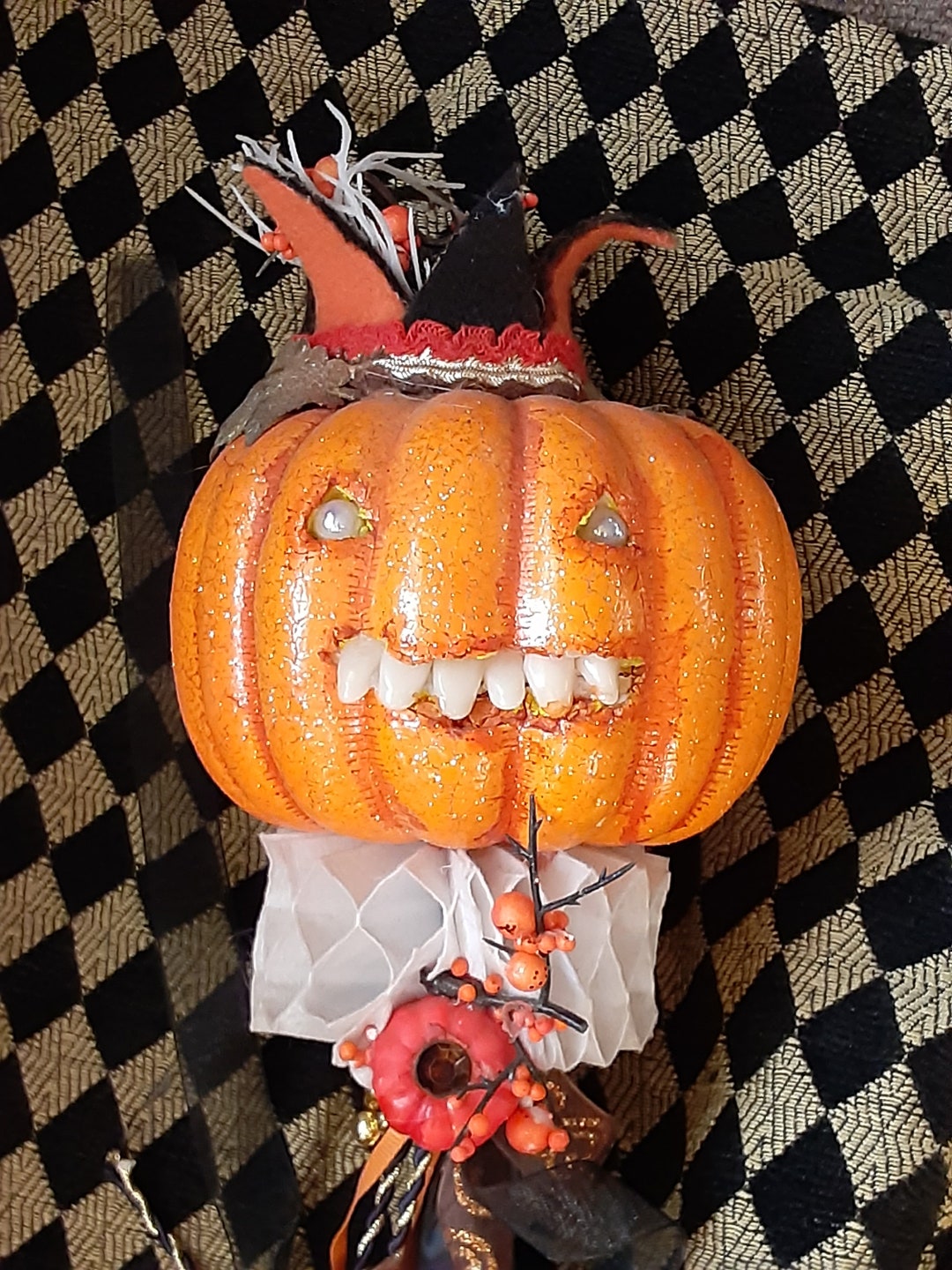 Creepy Pumpkin Head Jester Stick Wand - Etsy