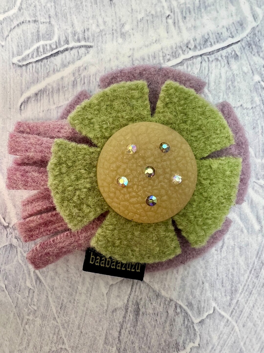 Upcycled Wool Flower Pin, Vintage Button Brooch, Handmade in Michigan ...