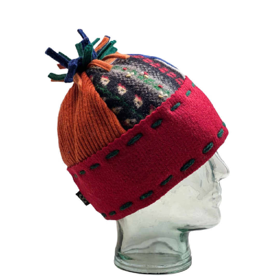 Colorful Ski Cap, Wool, Fleece Lined - Handmade in Michigan by ...