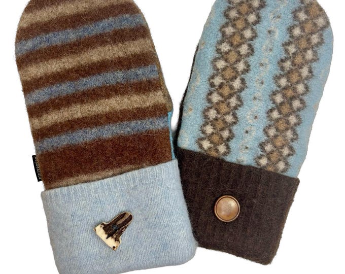 Upcycled Wool Sweater Mittens, Fleece Lined, Handmade in USA by ...