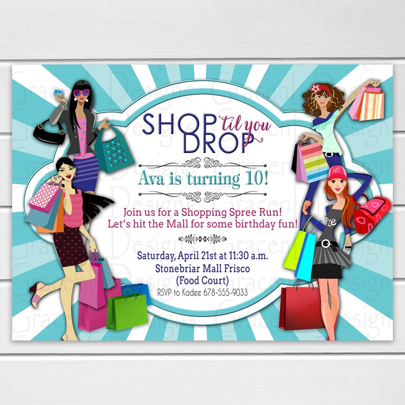 Girls Day Out Invitation Shopping Birthday Invitation Mall | Etsy