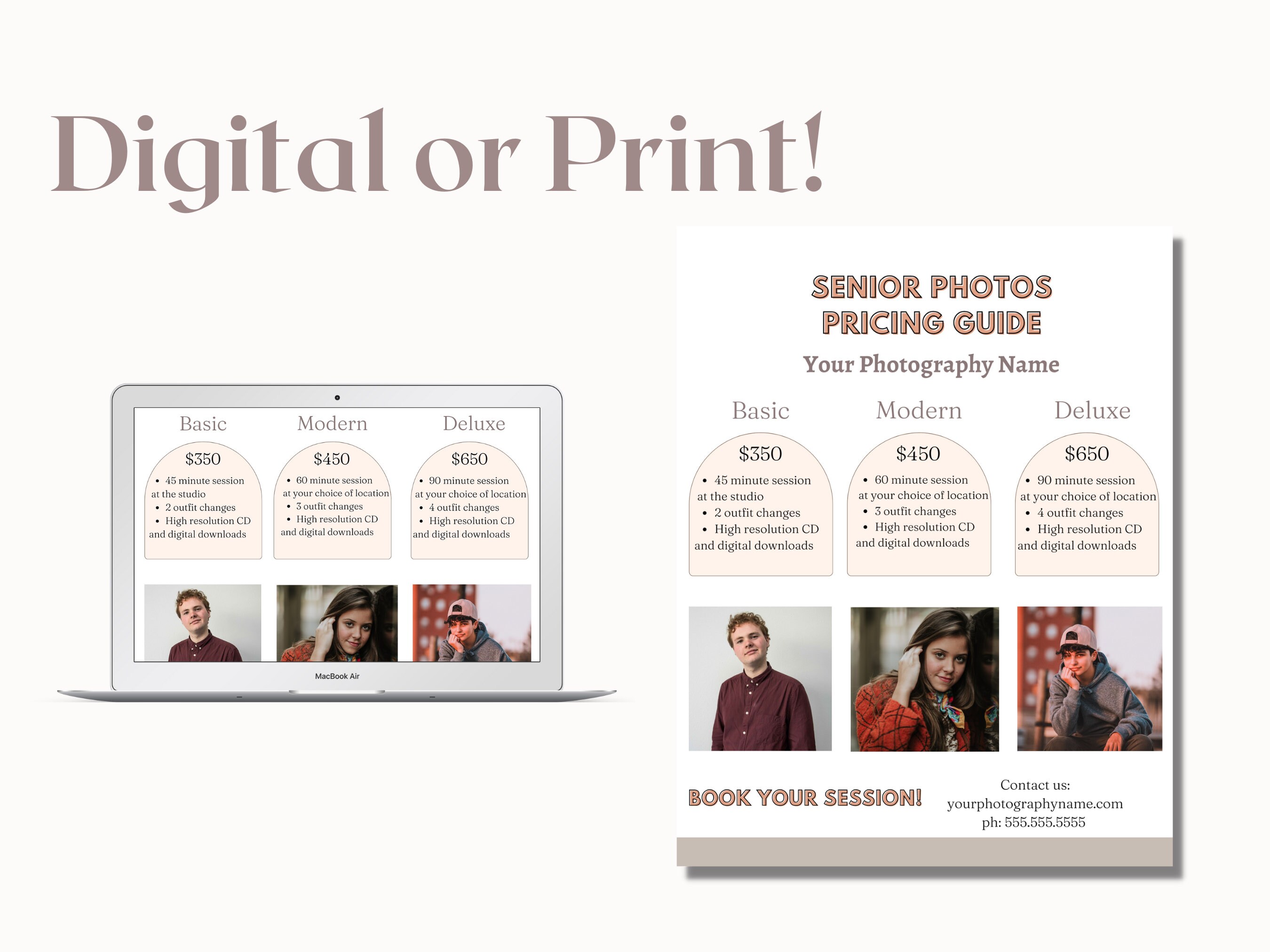 Senior Photography Pricing List| Senior Pricing Guide Sheet Template ...