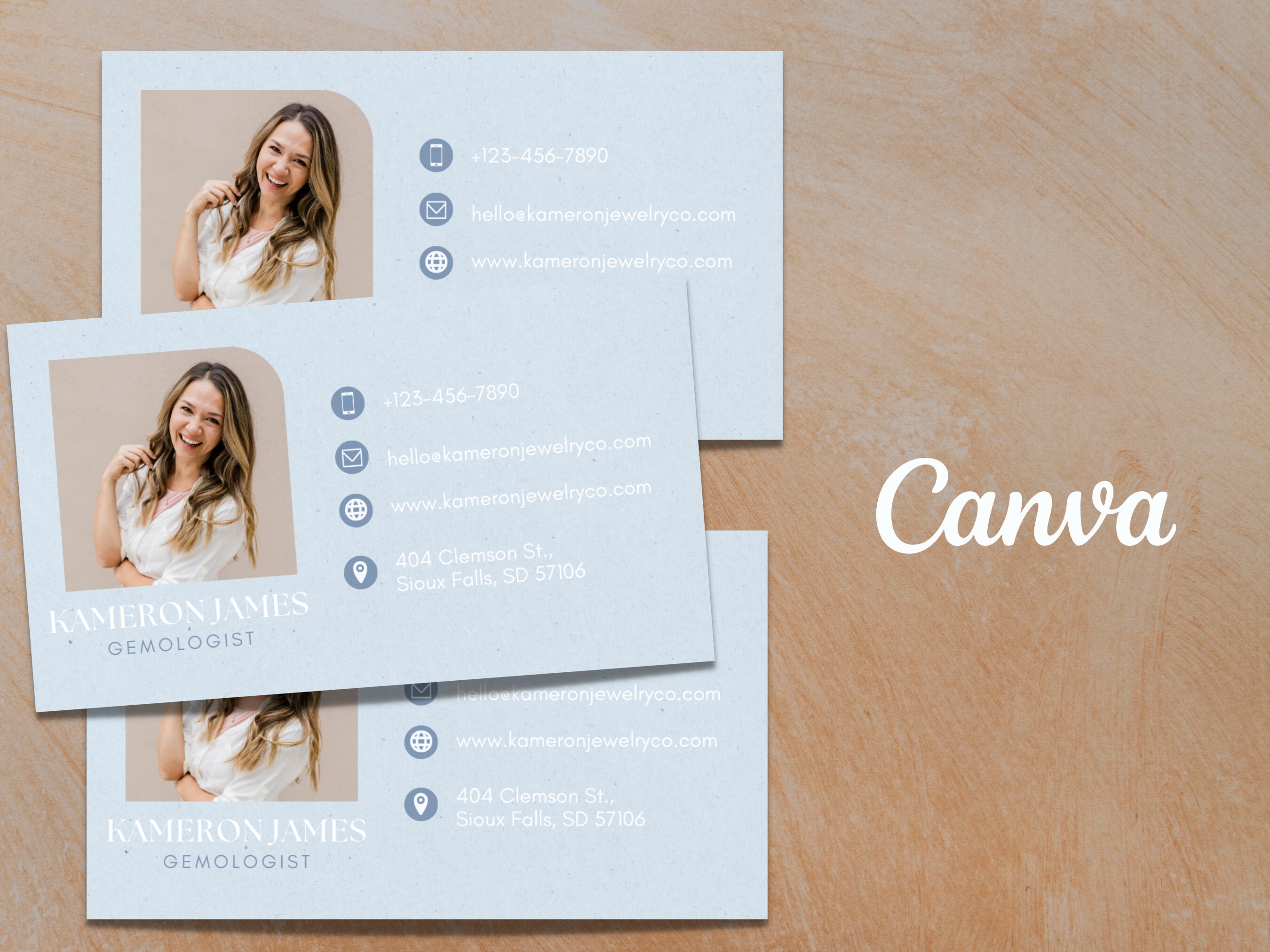 Printable Business Card Template, Blue Business Card Template, Instant ...