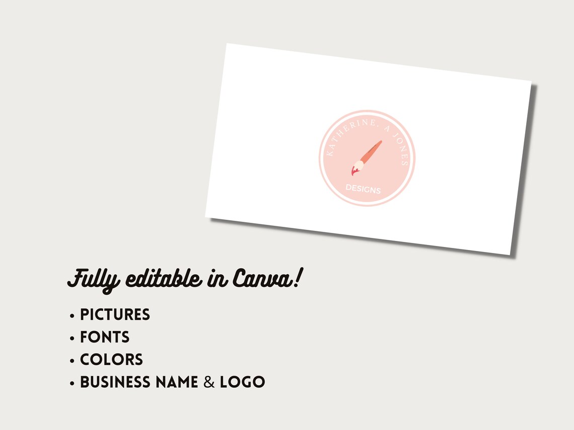 Printable Business Card Template, Pink Business Card Template, Instant ...