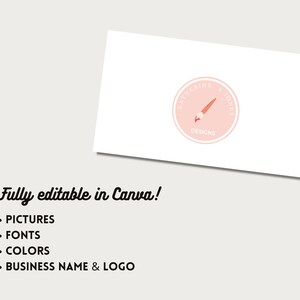 Printable Business Card Template, Pink Business Card Template, Instant ...