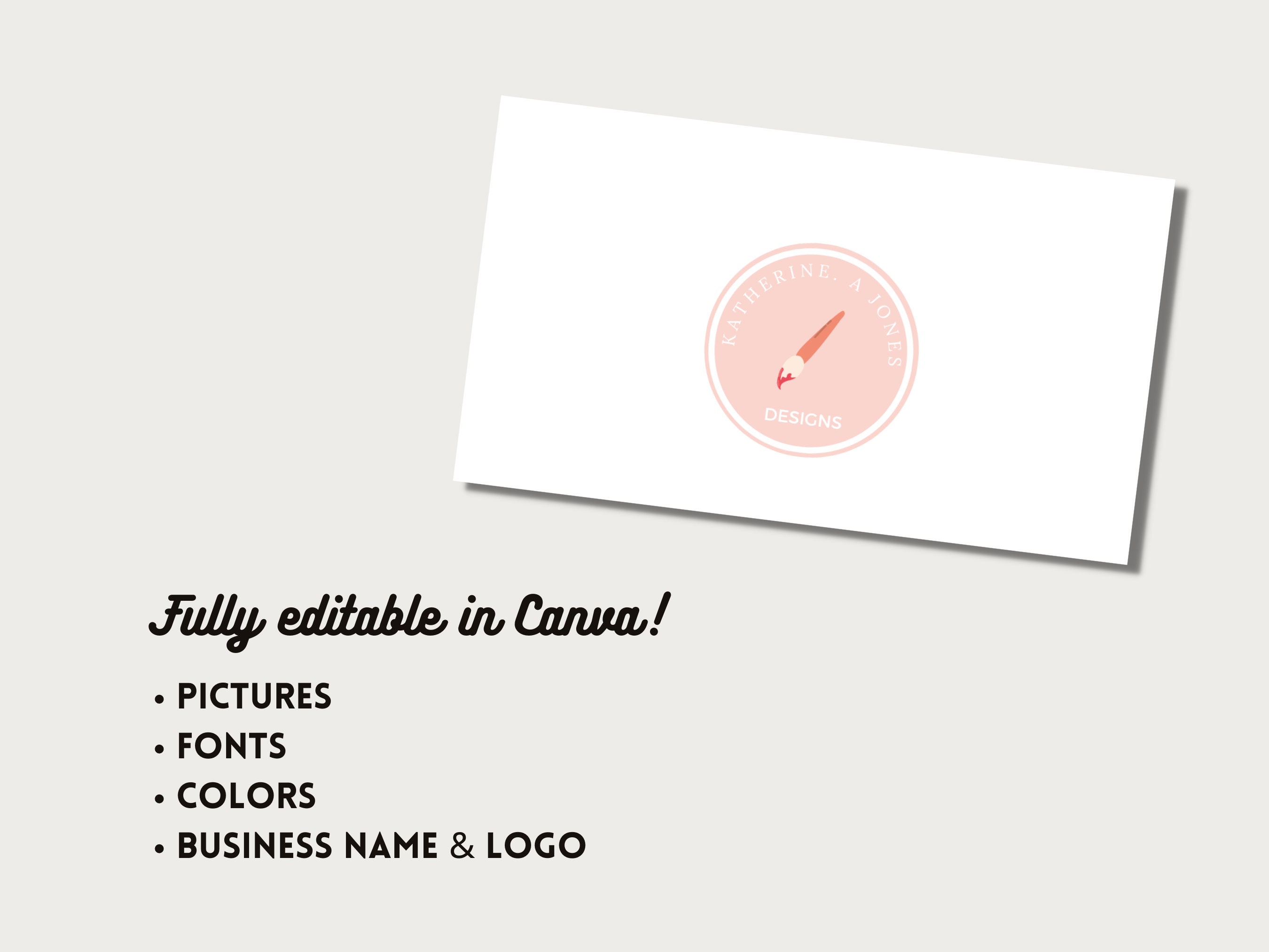 Printable Business Card Template, Pink Business Card Template, Instant ...