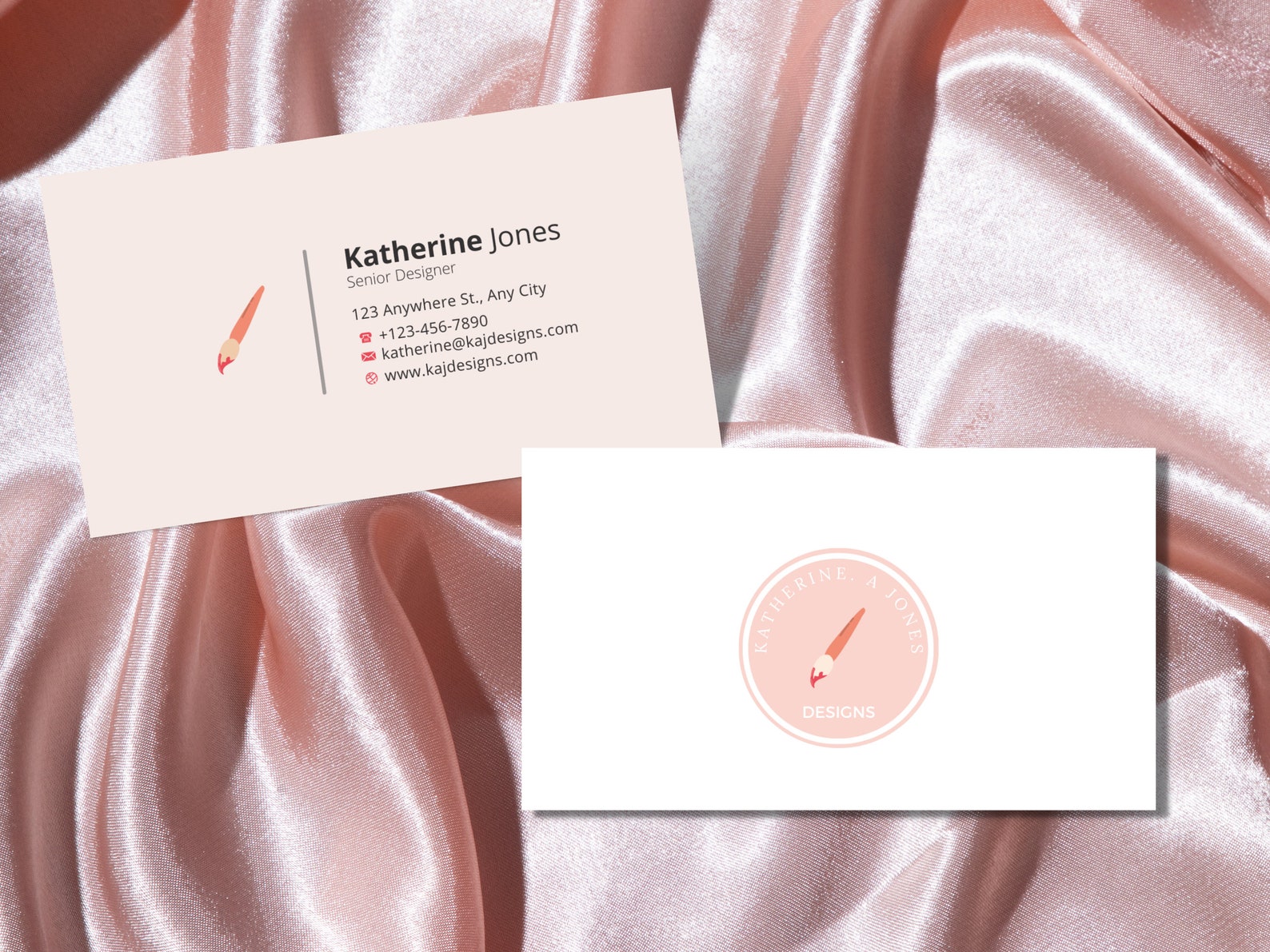 Printable Business Card Template, Pink Business Card Template, Instant ...