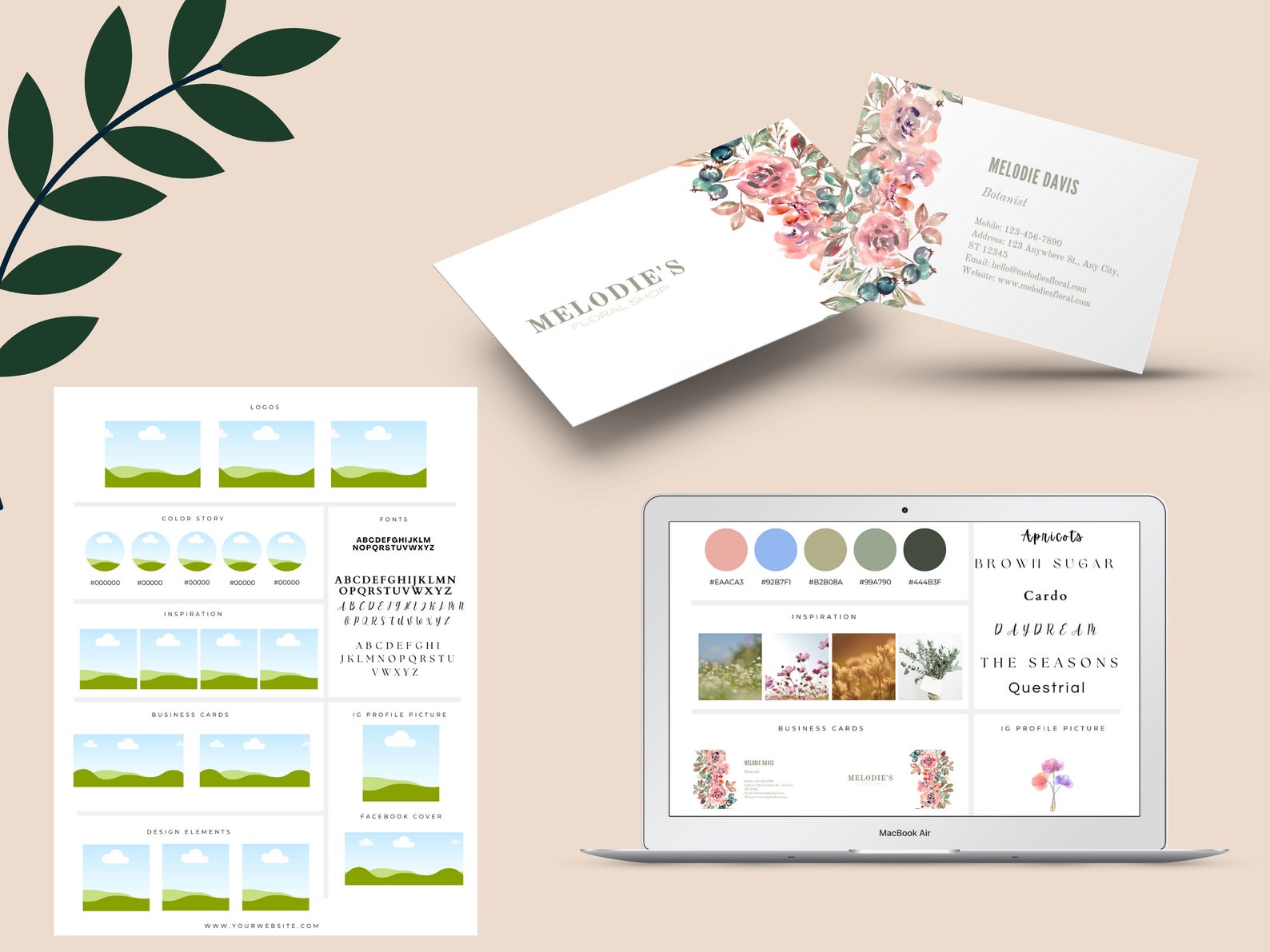 Watercolor Brand Kit Template | Canva Brand Kit Template | Business ...