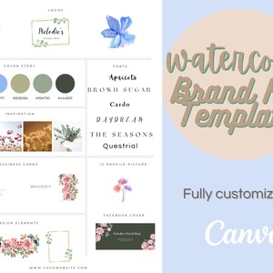Watercolor Brand Kit Template | Canva Brand Kit Template | Business ...