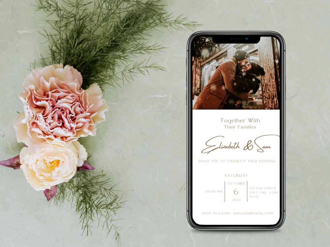 Minimalist Electronic Wedding Invitation | Digital Wedding Invite ...