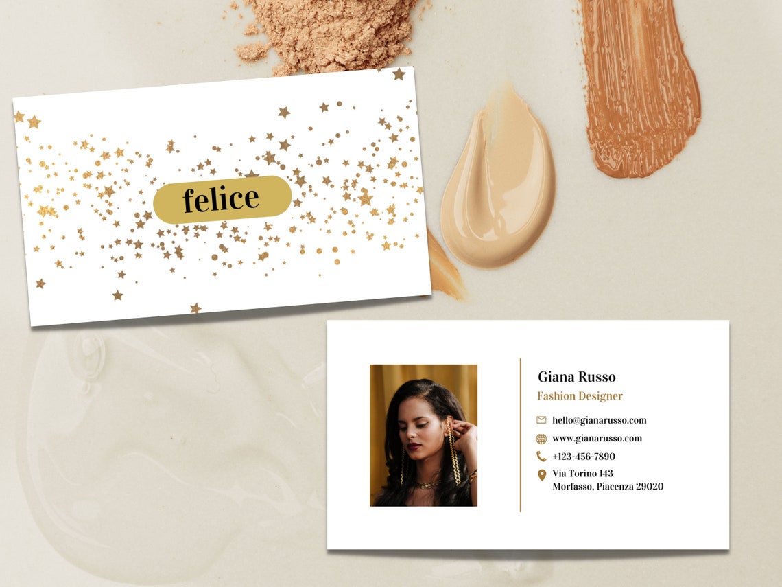 Printable Business Card Template, Gold Business Card Template, Instant ...