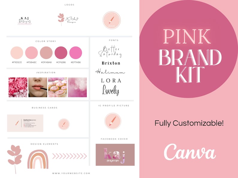 Pink Brand Kit Template | Canva Brand Kit Template | Mini Brand Board ...