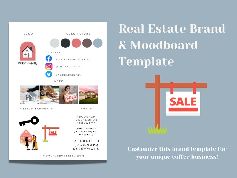 Realtor Brand Moodboard Template; Real Estate Business Brand Kit; Small ...